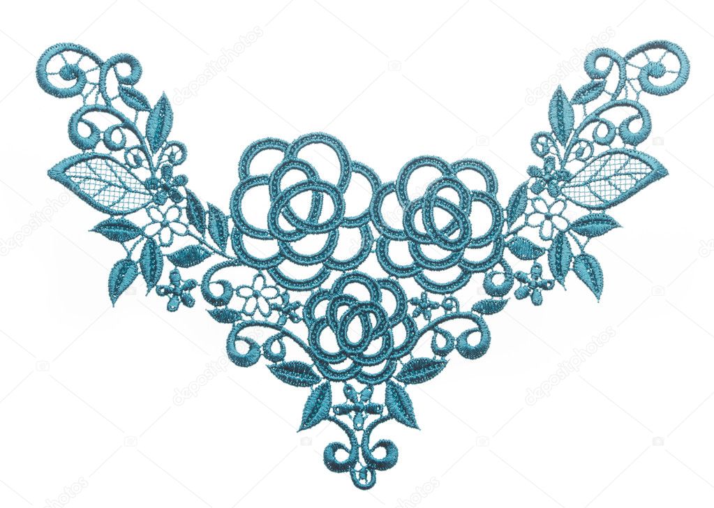 Embroidered lace trim over white. Fabric texture. Close up — Stock ...