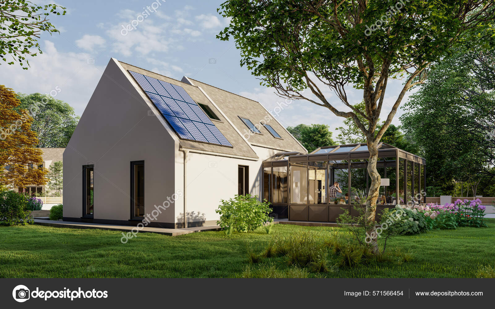 Rendering New House Traditional Style — Stock Photo © franckito #571566454