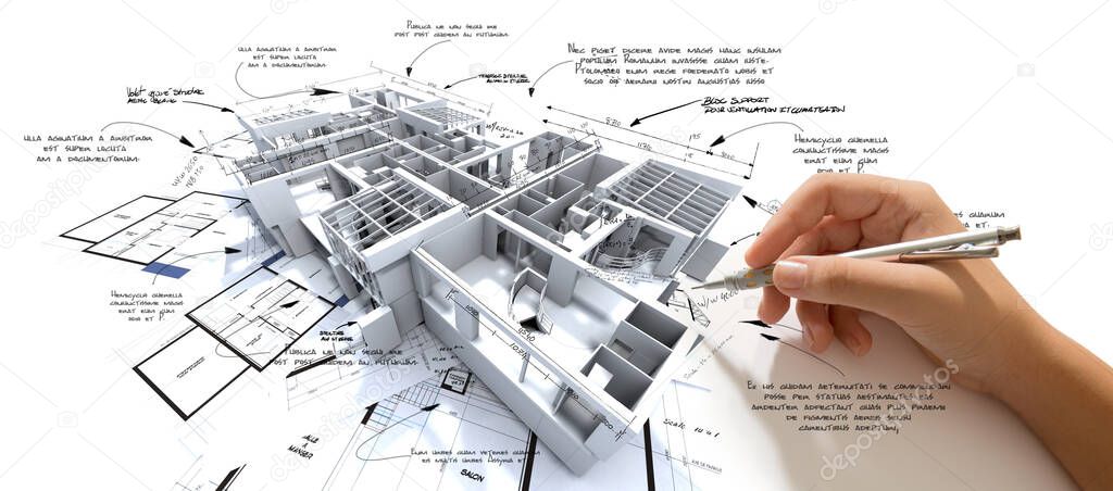 Representación en 3D de un proyecto de arquitectura en curso 2024
