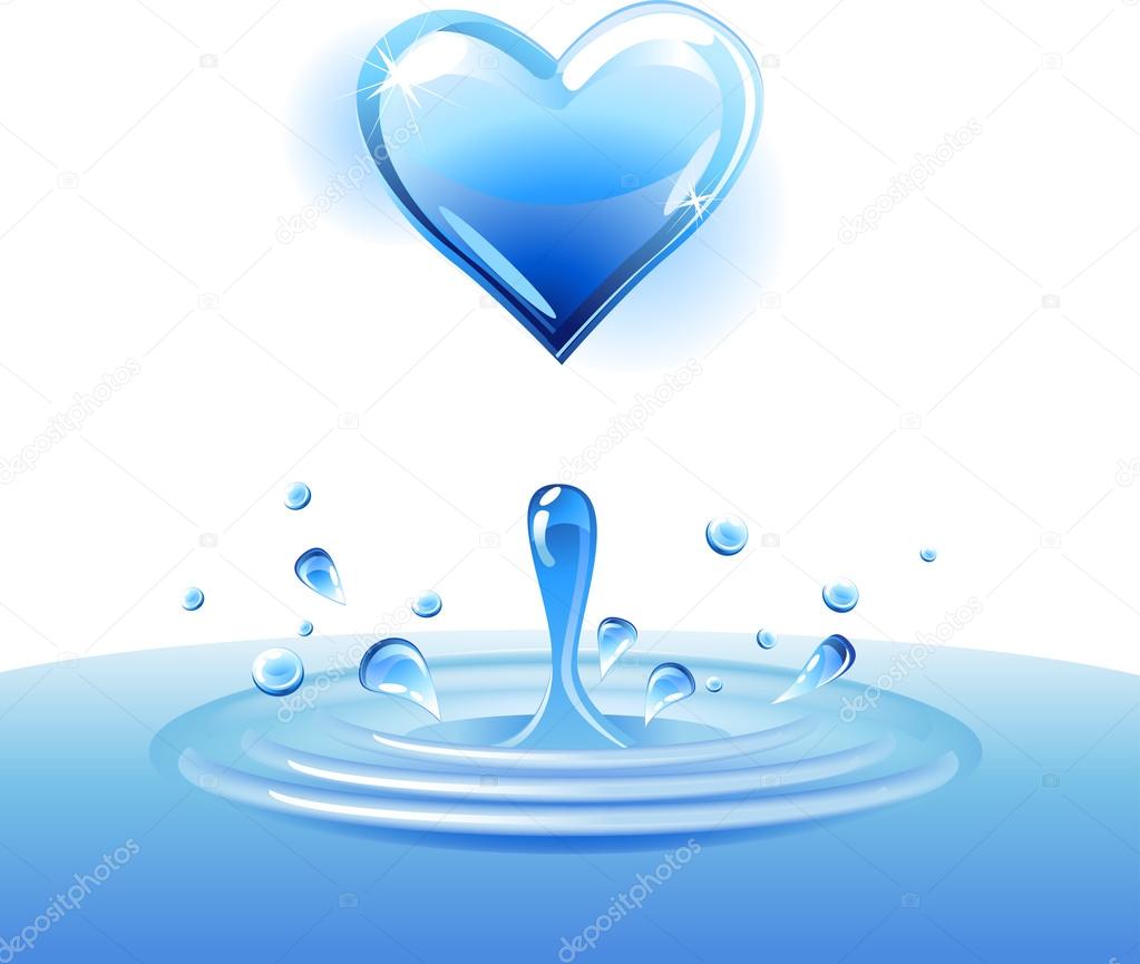 Water drop in heart shape — Stock Vector © azzzya #32828509