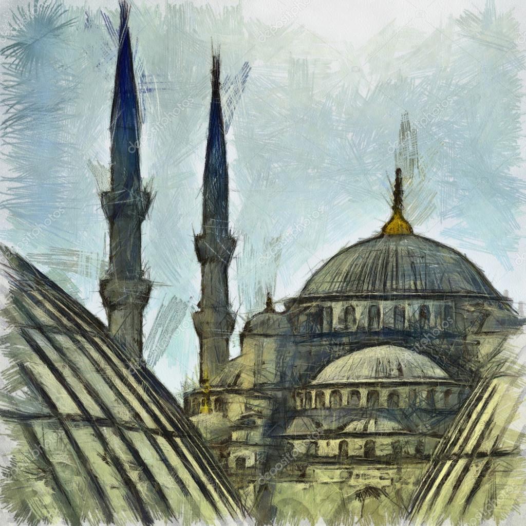 Blue Mosque drawing Stock Photo by ©Tonygers 47263319