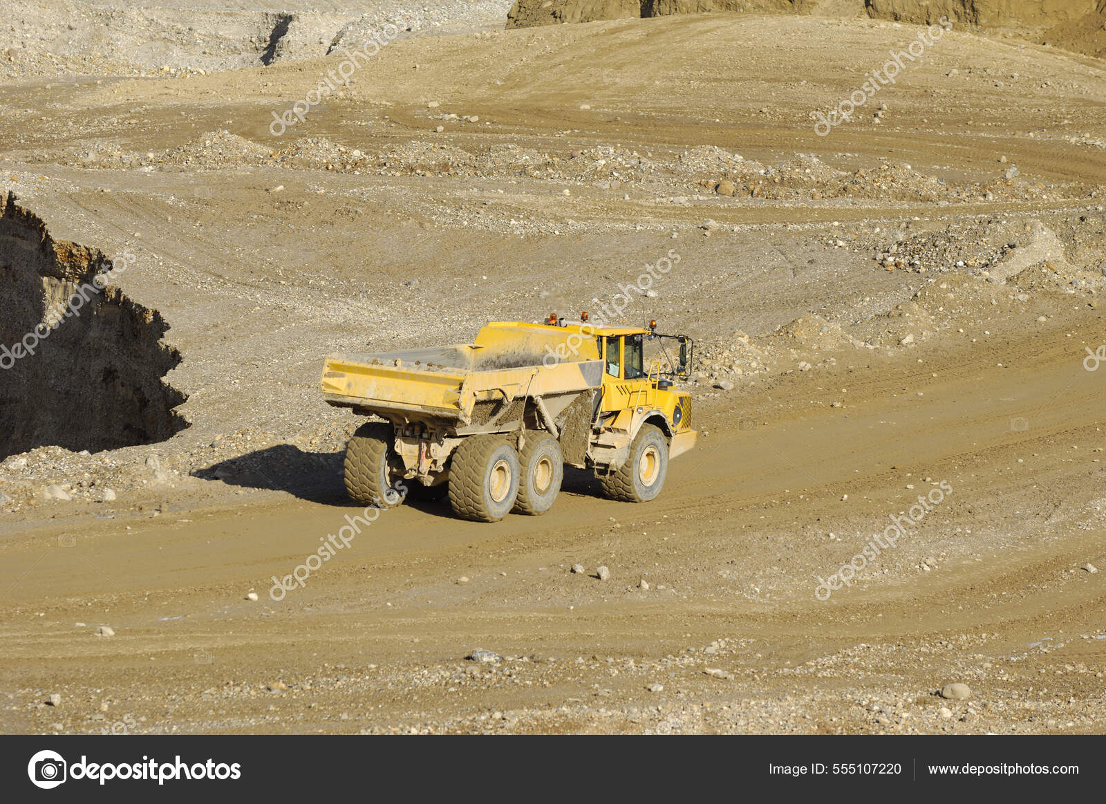 Yellow Dump Truck Driving Working Gravel Pit — Stock Photo © c-foto ...