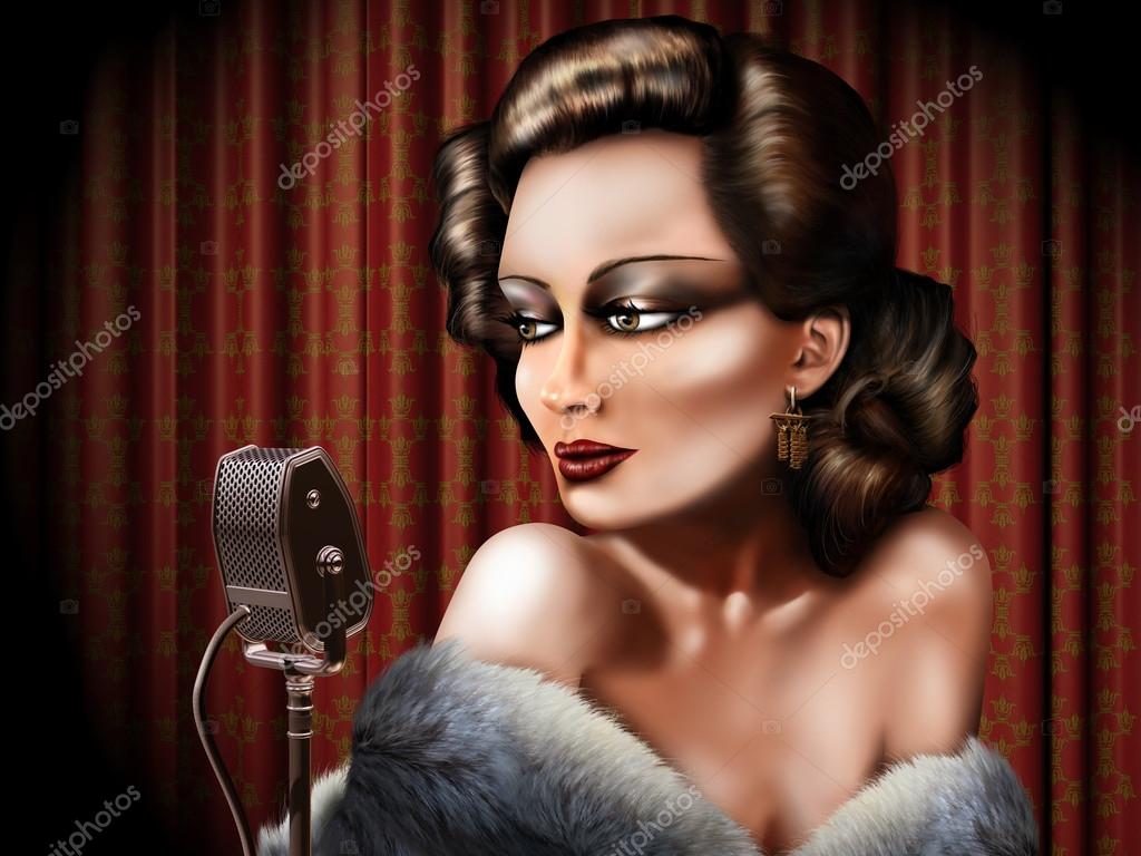 Vintage female singer — Stock Photo © paulfleet #17413059