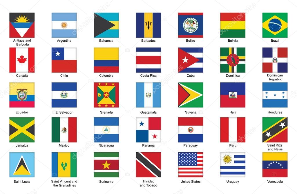 Iconos con las banderas de las Américas — Vector de stock © romantiche ...
