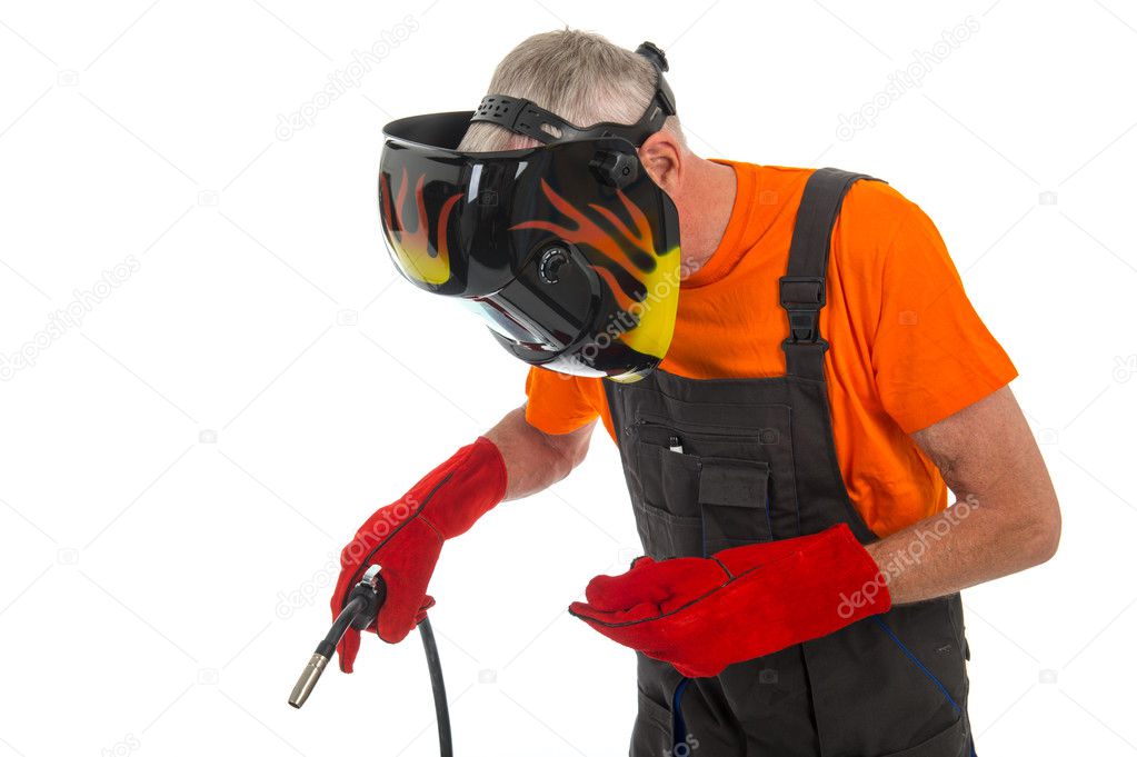 Man with welding mask Stock Photo by ©ivonnewierink 51564595