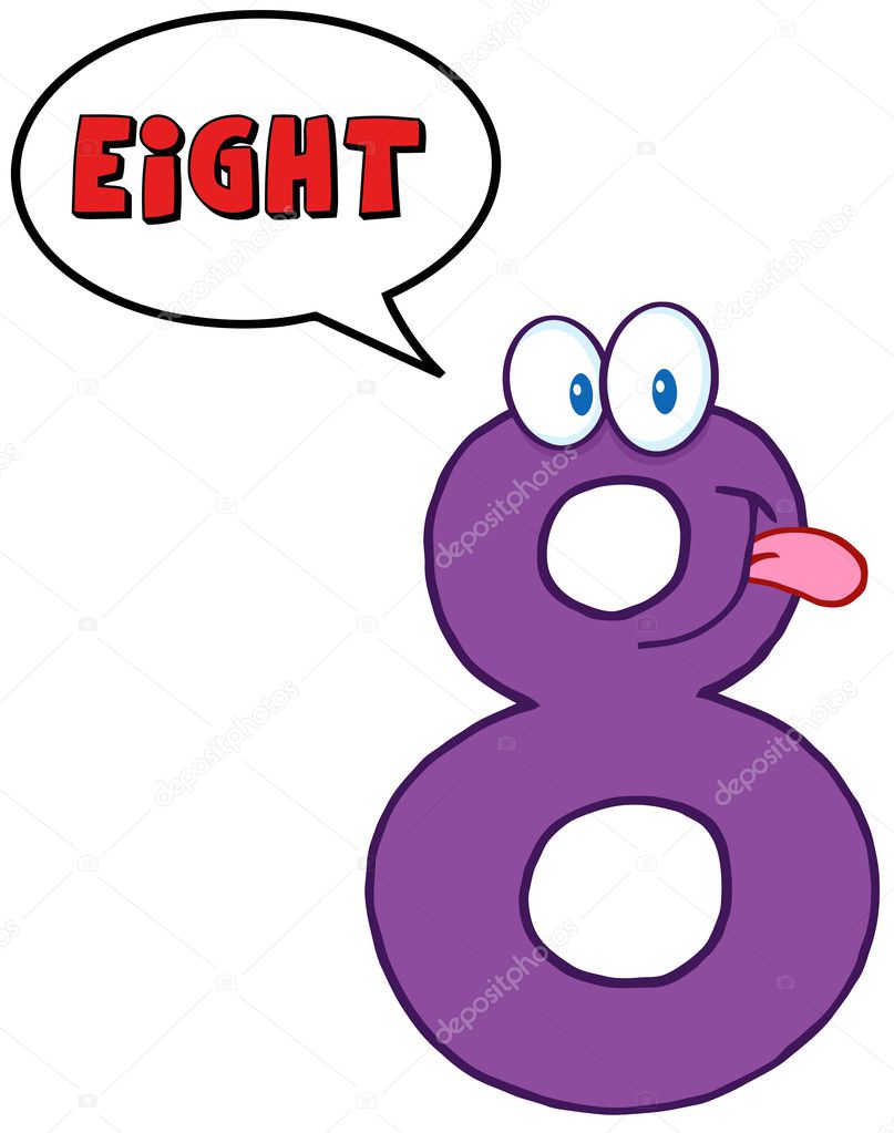Number Eight Character With Speech Bubble Stock Illustration by ...