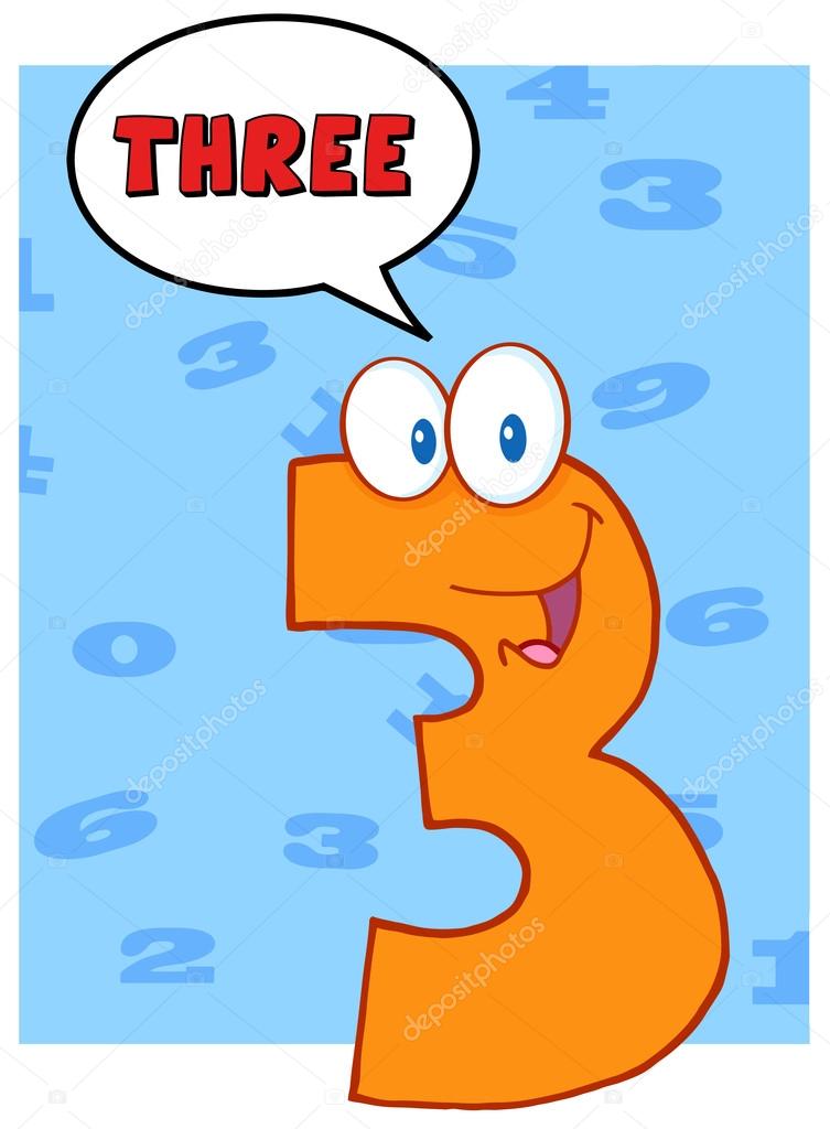Funny Number Three Character Stock Illustration by ©HitToon #12493403