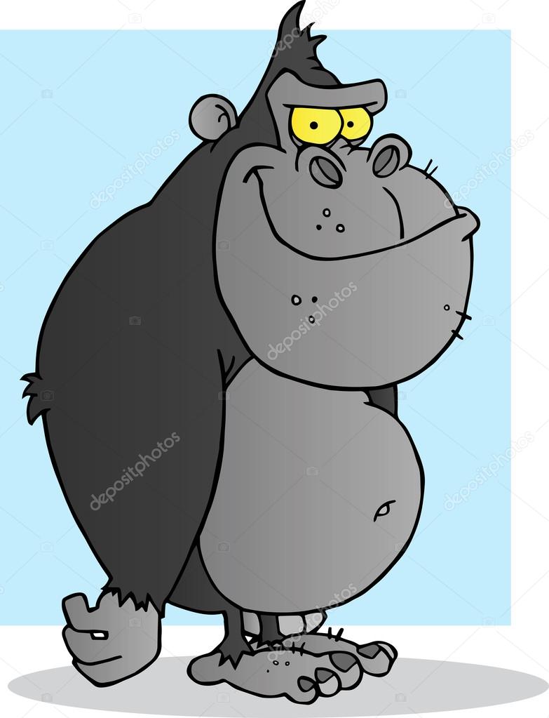 Gray Gorilla Cartoon Mascot Character Stock Illustration by ©HitToon ...