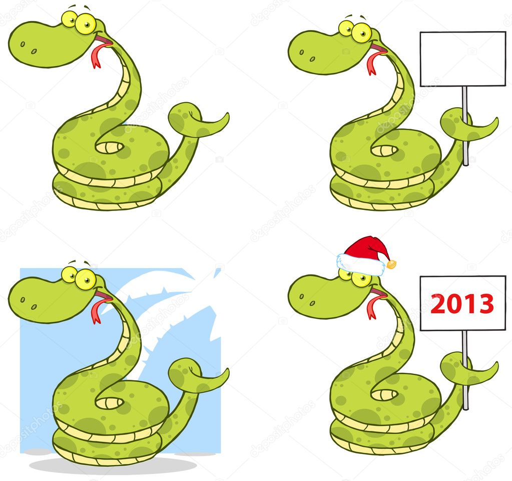 Snake Cartoon Mascot Characters- Collection Stock Illustration by ...