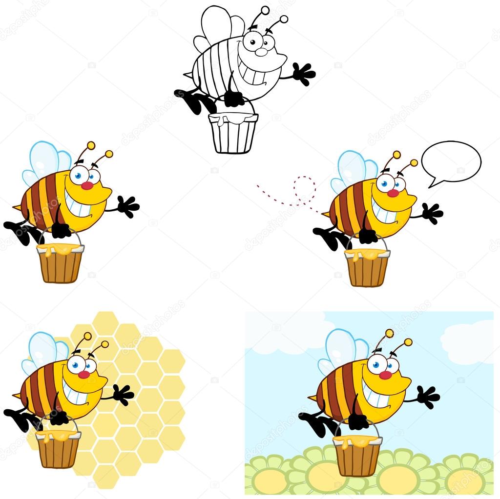 Smiling Bee Flying.Collection Stock Illustration by ©HitToon #25116141