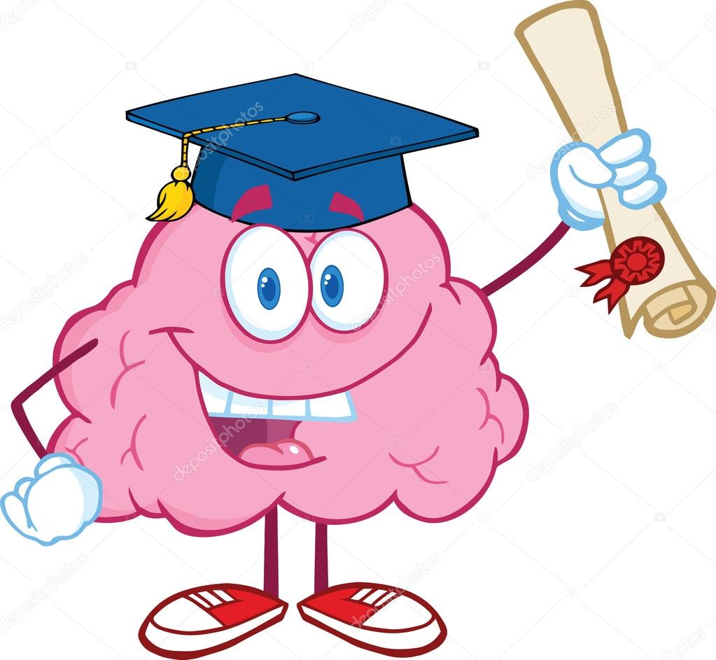 Brain Character Graduate Holding up A Diploma Stock Photo by ©HitToon ...