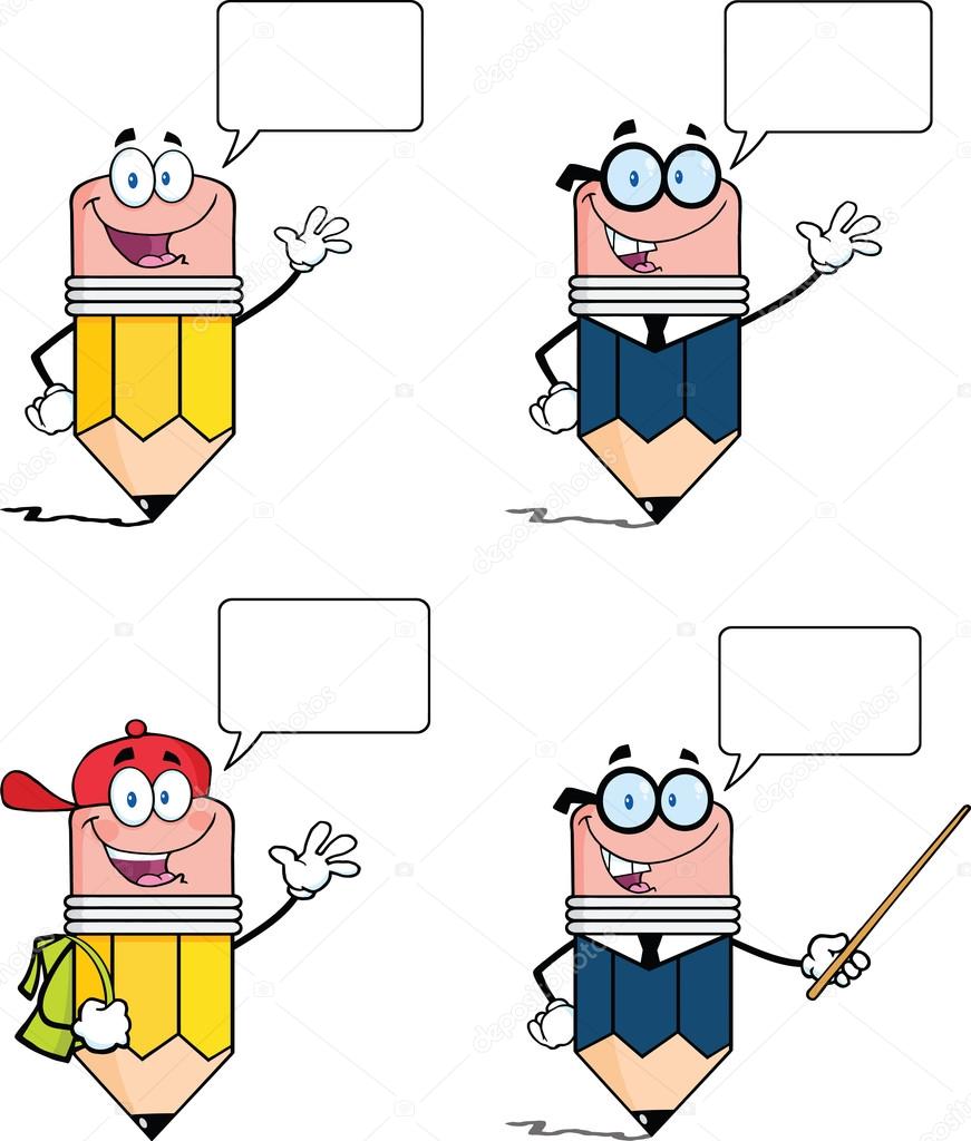 Pencil Characters Set Collection 1 Stock Illustration by ©HitToon #29196565