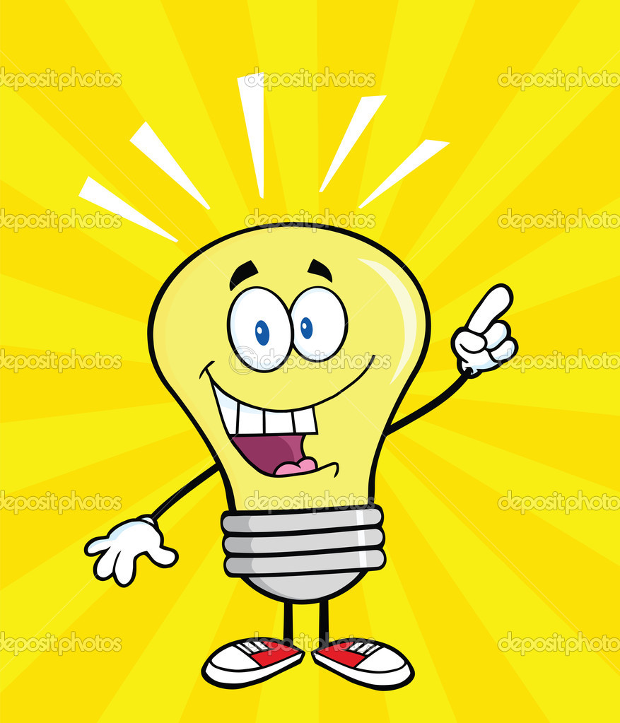 Light Bulb Cartoon Character With A Bright Idea Stock Illustration by ...