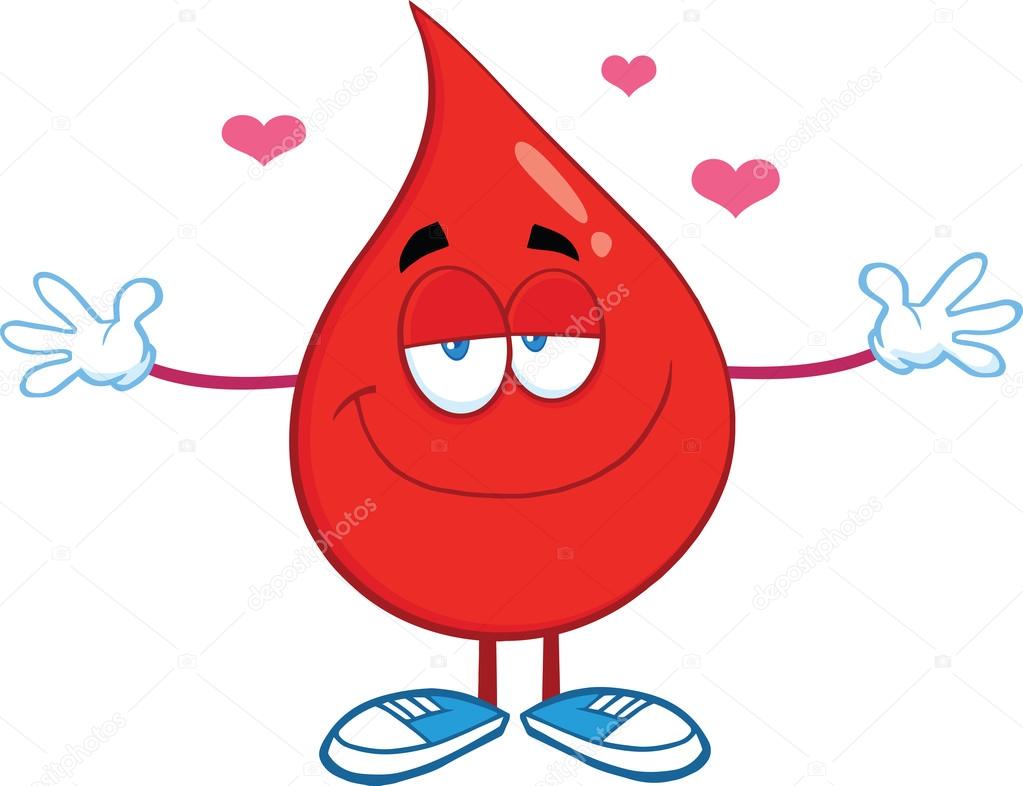 Red Blood Drop Character With Open Arms For Hugging Stock Illustration ...