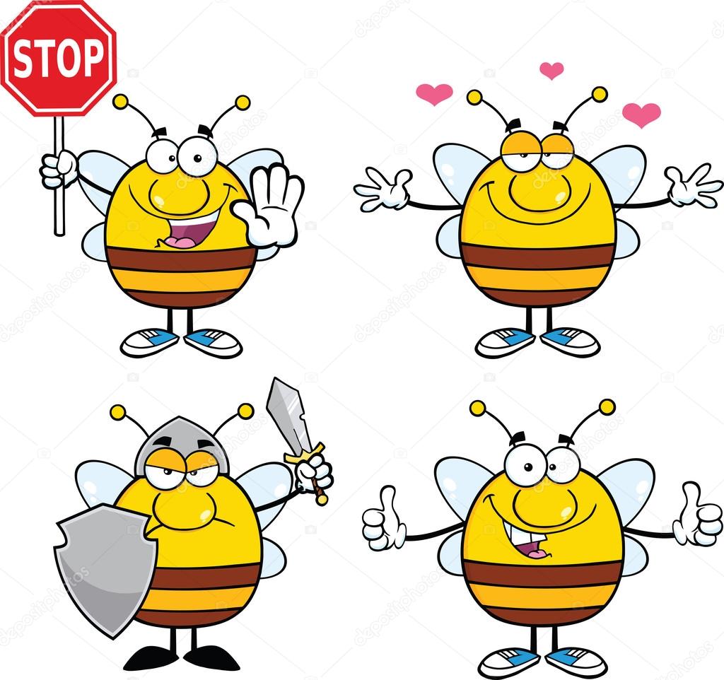 Bee Cartoon Characters Set Collection 6 Stock Photo by ©HitToon 30513561