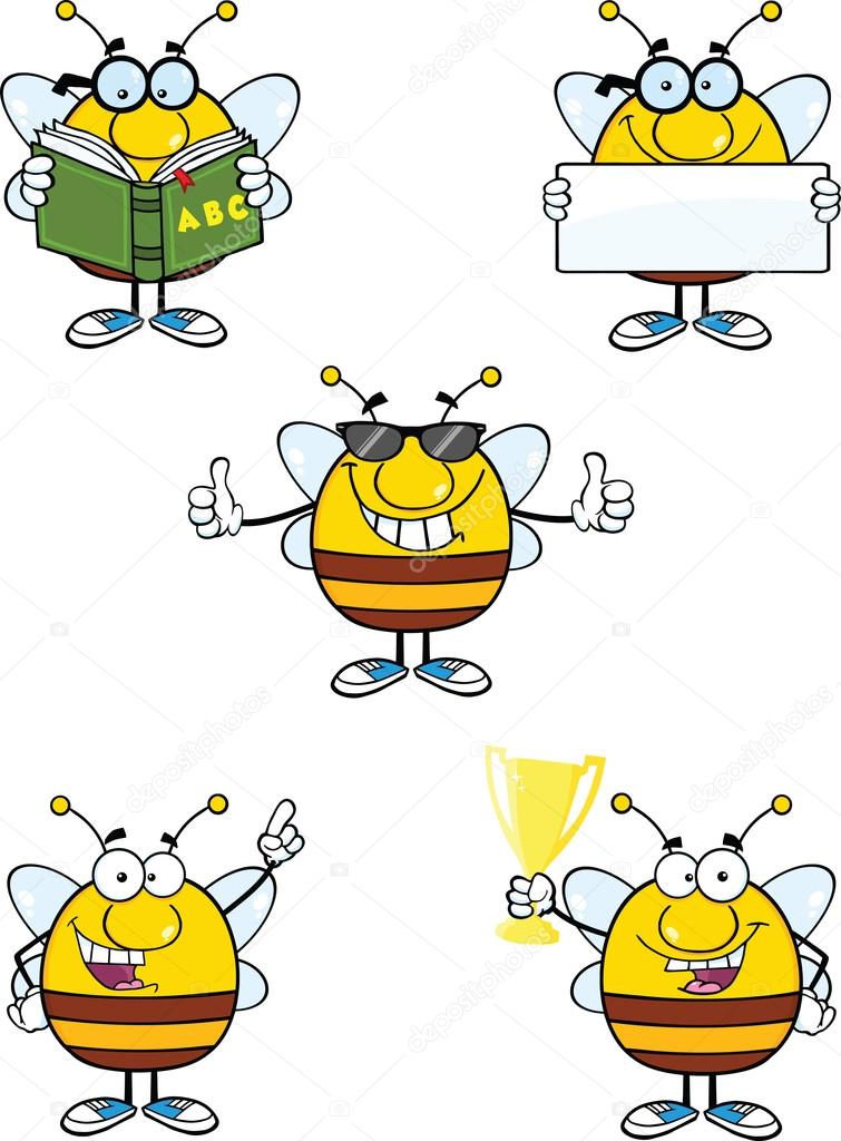 Bee Cartoon Characters Set Collection 8 Stock Illustration by ©HitToon ...