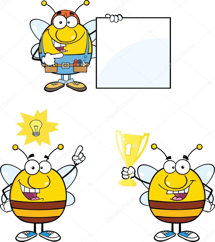 Bee Cartoon Characters Set Collection 10 Stock Illustration by ©HitToon ...