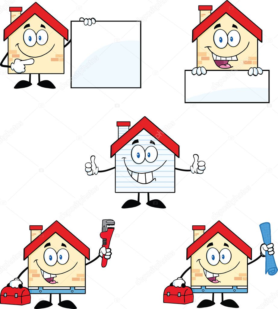 House Cartoon Characters Set Collection 10 — Stock Photo © HitToon ...