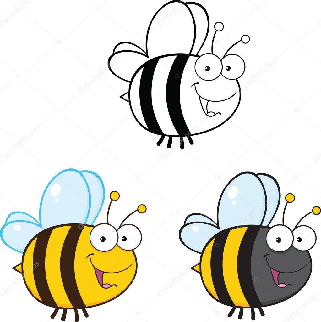 Cute Bee Cartoon Characters. Set Collection 1 Stock Illustration by ...