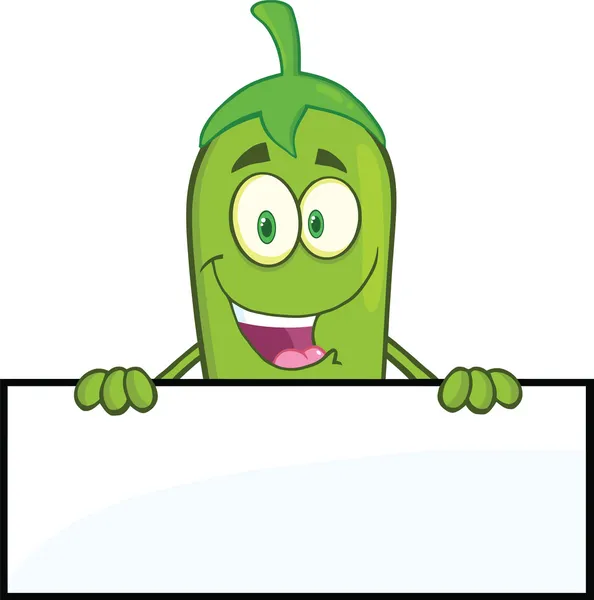 Smiling Green Chili Pepper Cartoon Character Waving For Greeting Stock ...