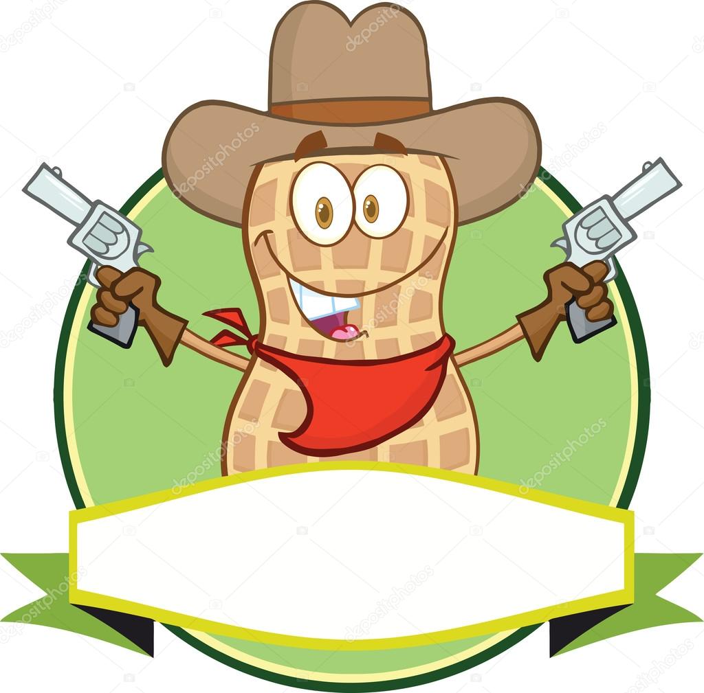 Peanut Cowboy Cartoon Label — Stock Photo © HitToon #33303857