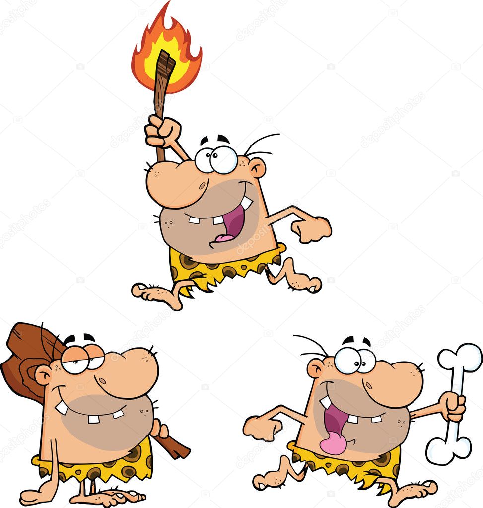 Caveman Cartoon Characters 4 Collection Set — Stock Photo © HitToon ...