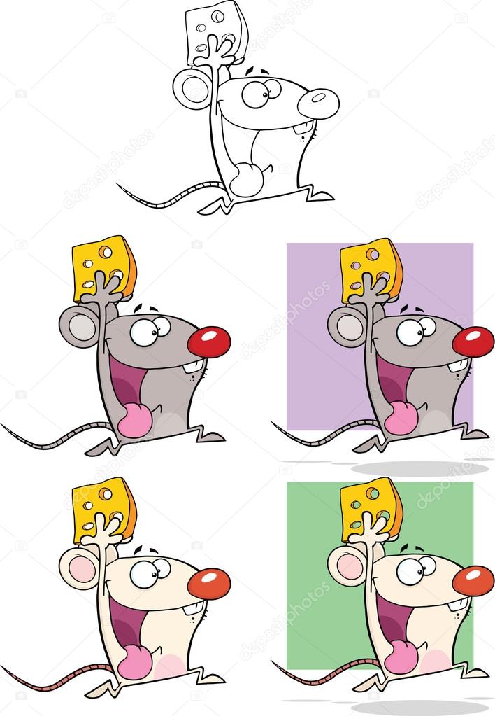 Cute Mouse Cartoon Characters Collection Set Stock Illustration by ...