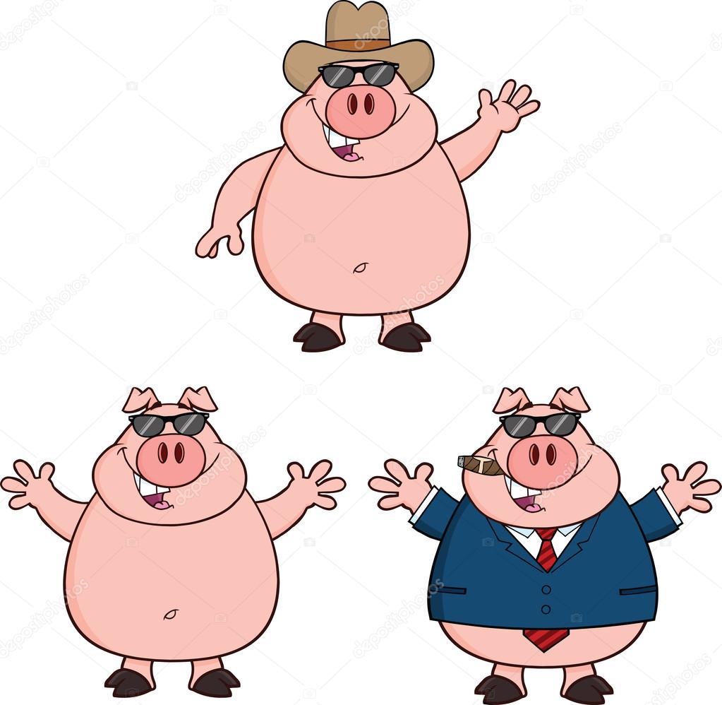 Pig Cartoon Characters 2 Collection Set — Stock Photo © HitToon #40173999