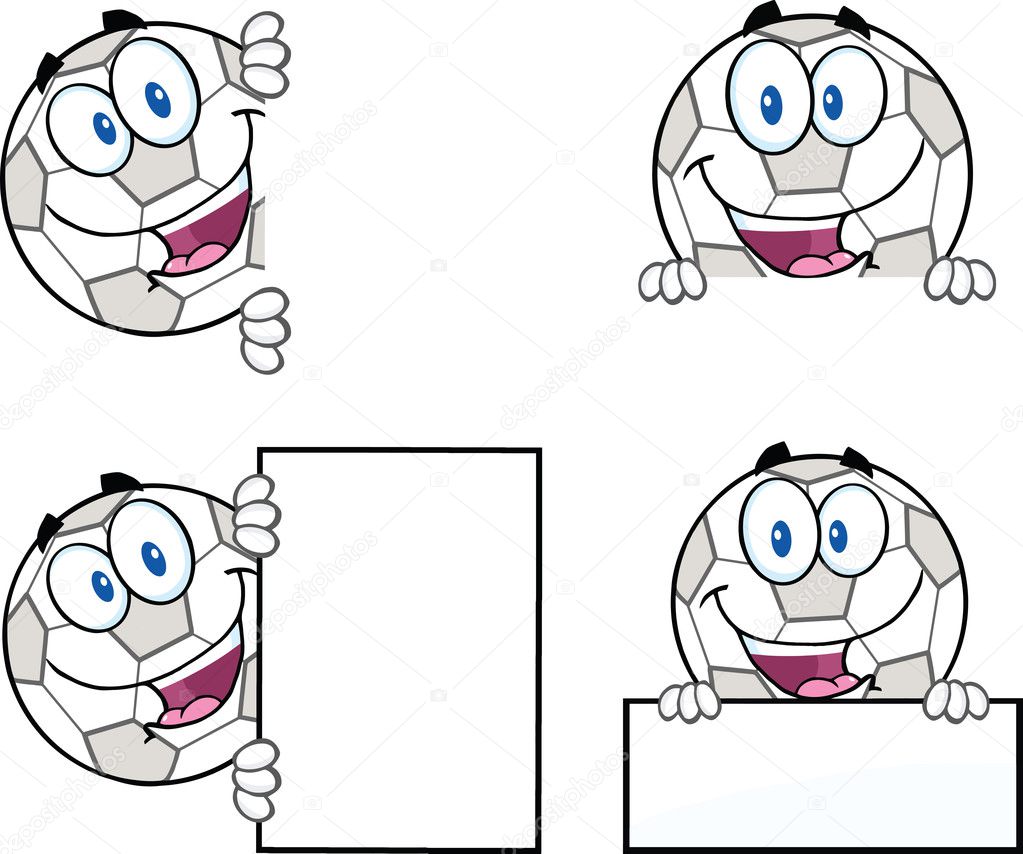 Soccer Balls Cartoon Characters 3 Set Collection Stock Illustration by ...