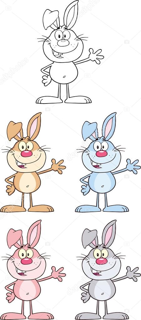 Rabbit Cartoon Character 1 Set Collection — Stock Photo © HitToon #42671413