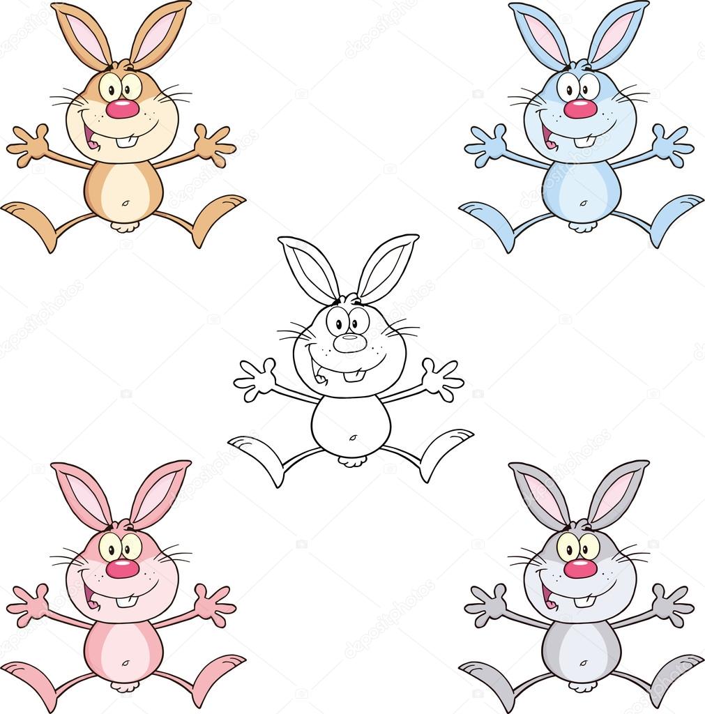 Rabbit Cartoon Character 2 Set Collection Stock Illustration by ...