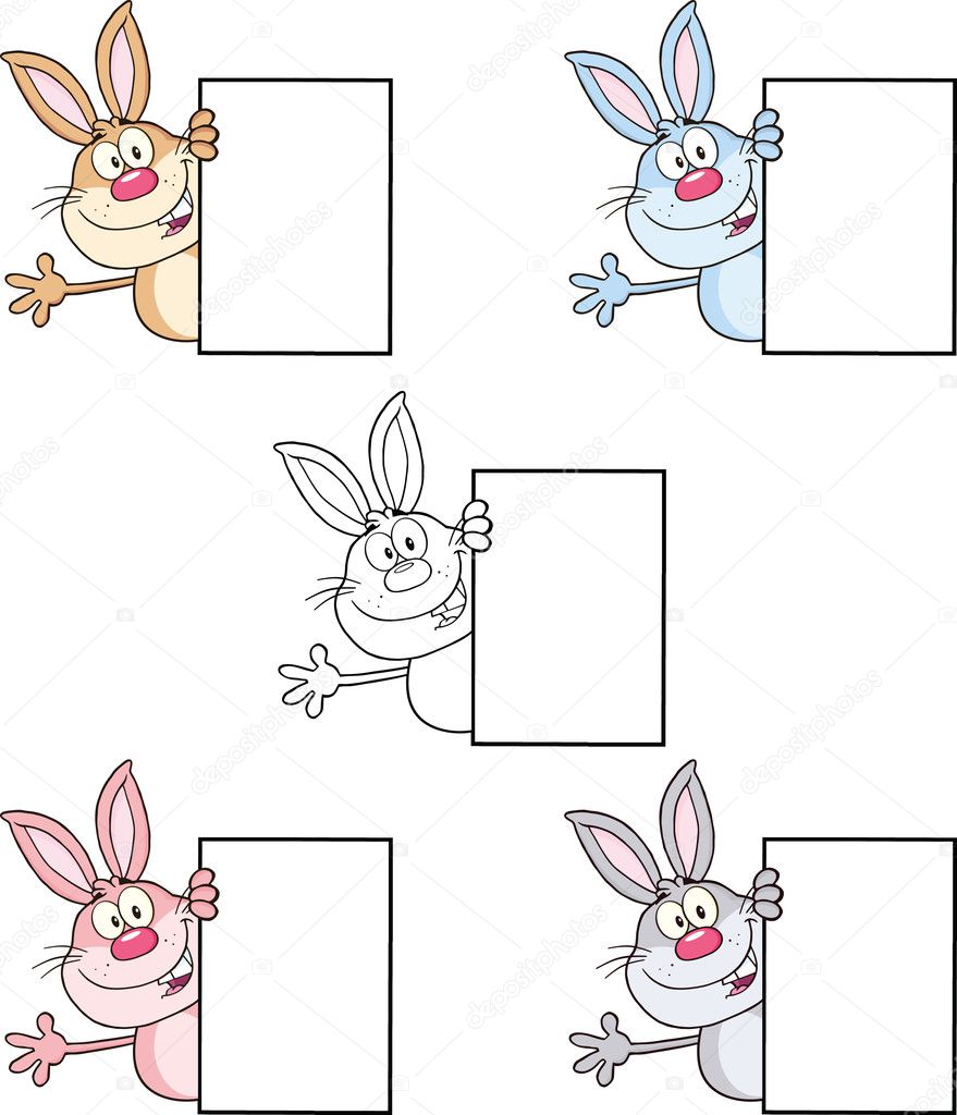 Rabbit Cartoon Character 15 Set Collection Stock Illustration by ...