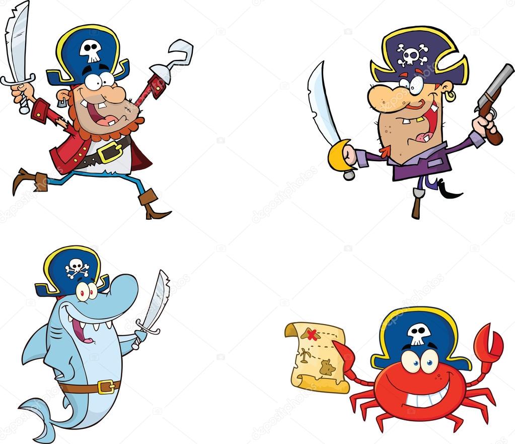 Pirates Cartoon Characters Collection Set — Stock Photo © HitToon #42886645
