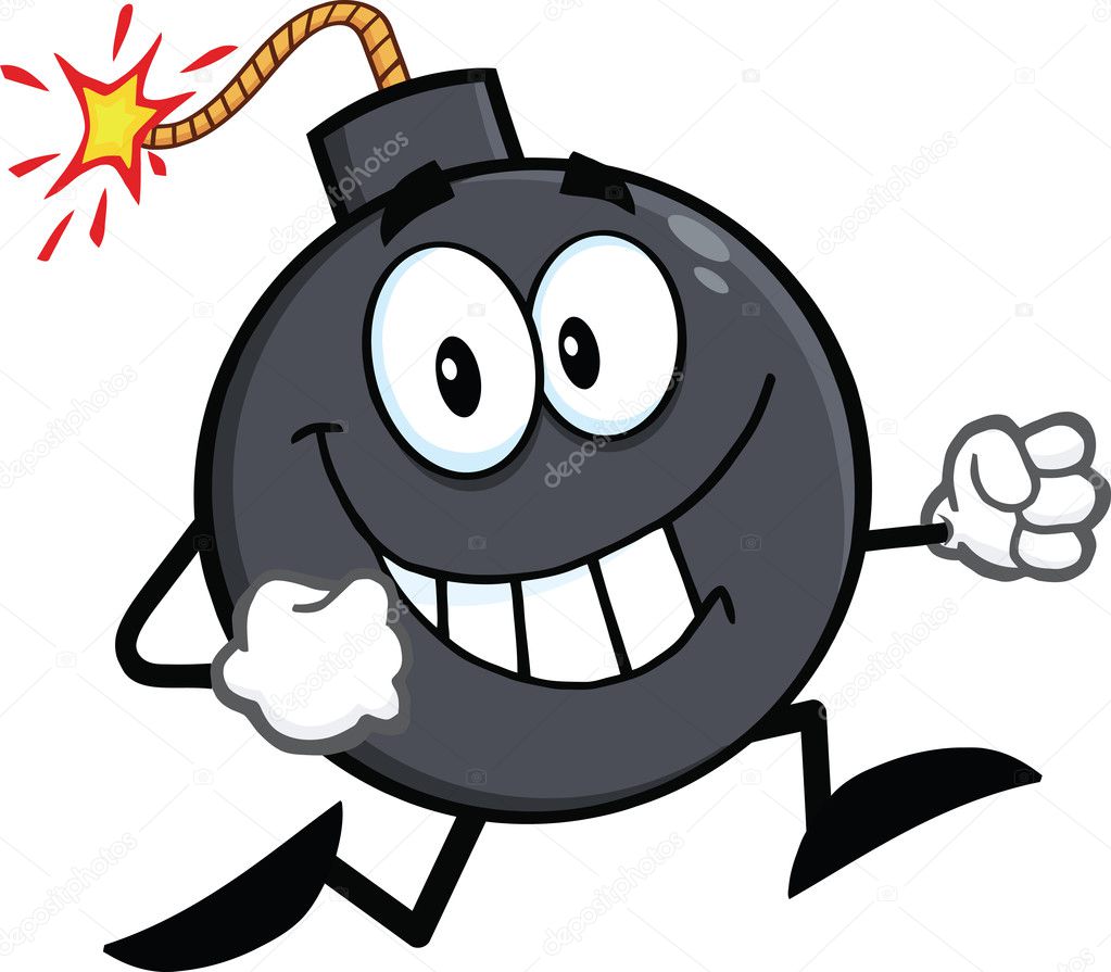 Smiling Bomb Cartoon Character Running Stock Illustration by ©HitToon ...
