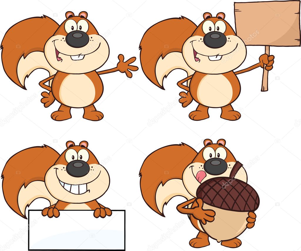 Squirrel Cartoon Character Collection Set Stock Illustration by ...