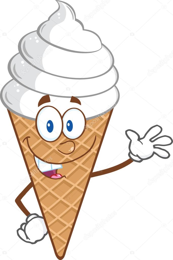 gelato cartoon mascotte carattere sventolando — Foto Stock © HitToon ...