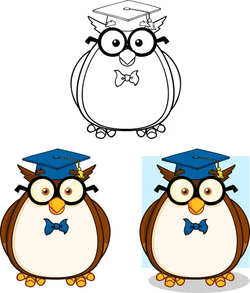 Wise Owl Teacher Cartoon Character 1. Collection Set Stock Photo by ...