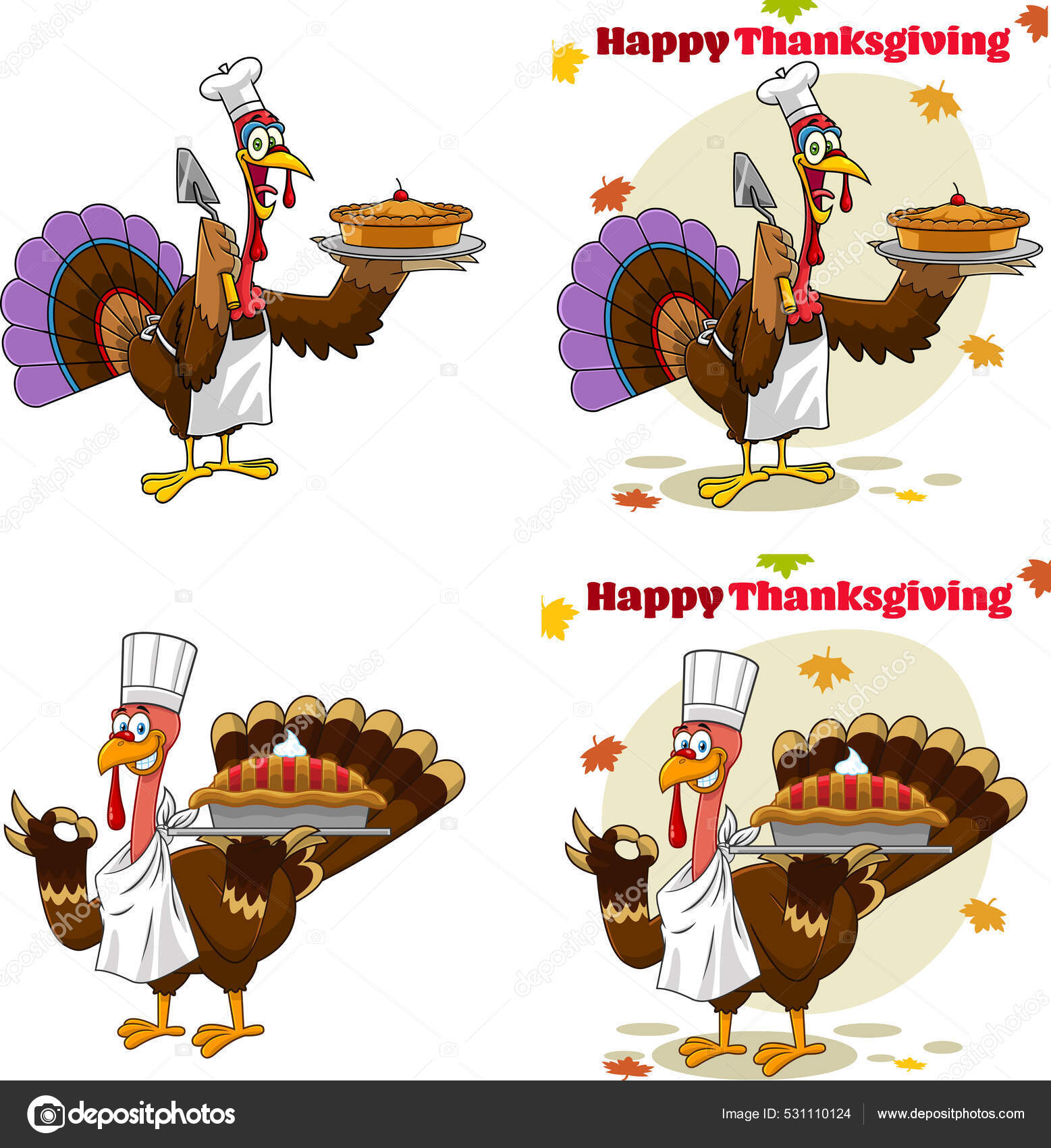 Set Cartoon Color Turkeys Vector Illustration Stock Vector by ©HitToon ...