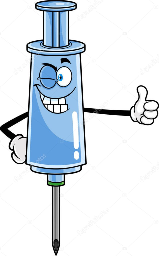 Lindo Dibujo Animado Jeringa Vector Ilustración Vector de stock por ...