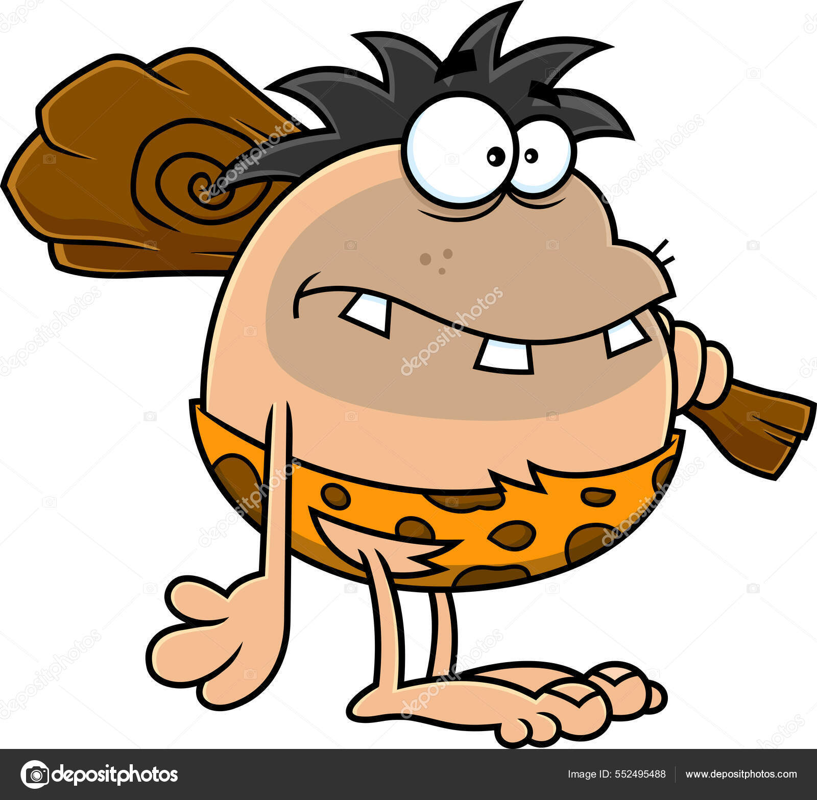 Carácter Divertido Historieta Del Cavernícola Ilustración Dibujada Mano ...