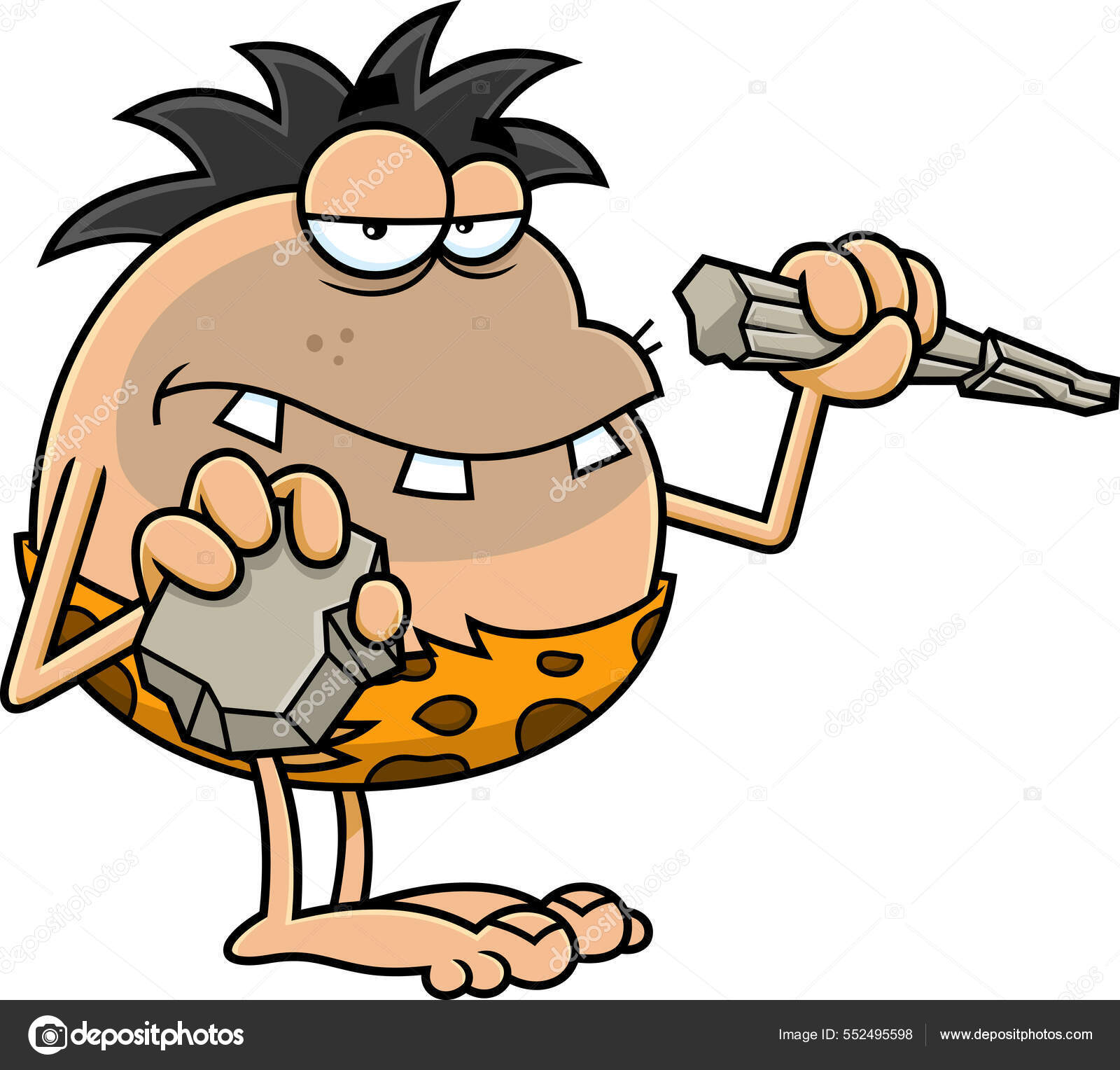 Funny Caveman Cartoon Character Vector Hand Drawn Illustration Isolated ...