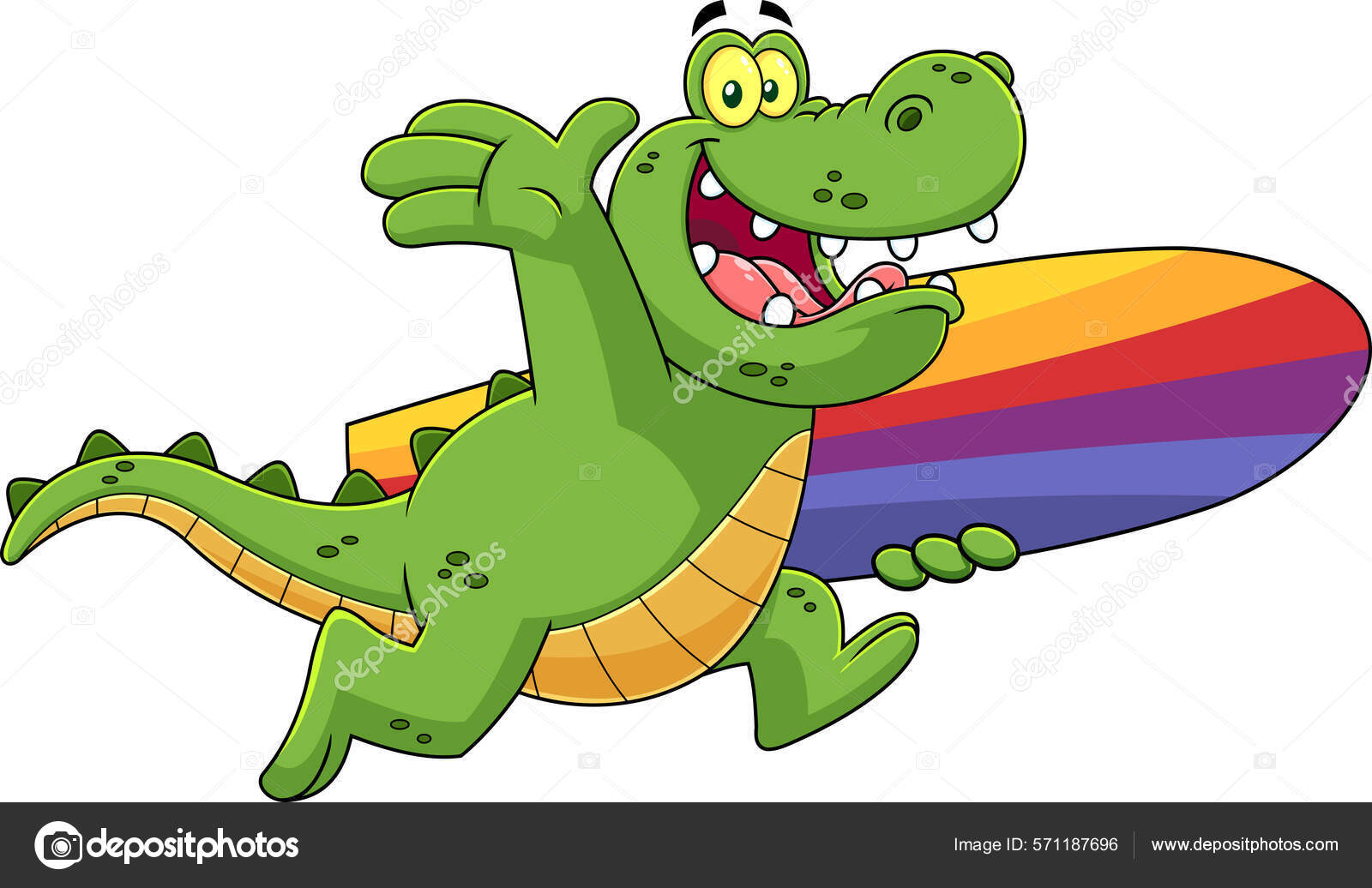 Happy Alligator Crocodile Cartoon Character Running Surfboard Vector ... Happy Alligator Crocodile Cartoon Character Running Surfboard Vector ...