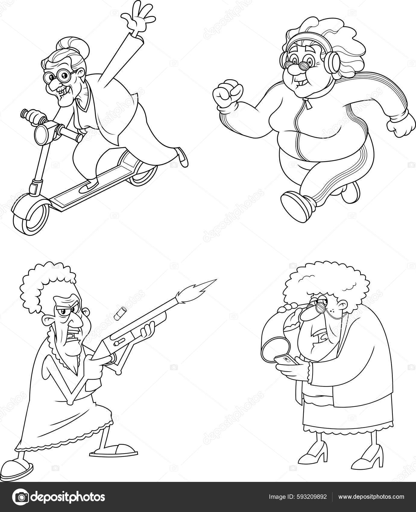 Conjunto Personajes Dibujos Animados Vector de Stock de ©HitToon 593209892