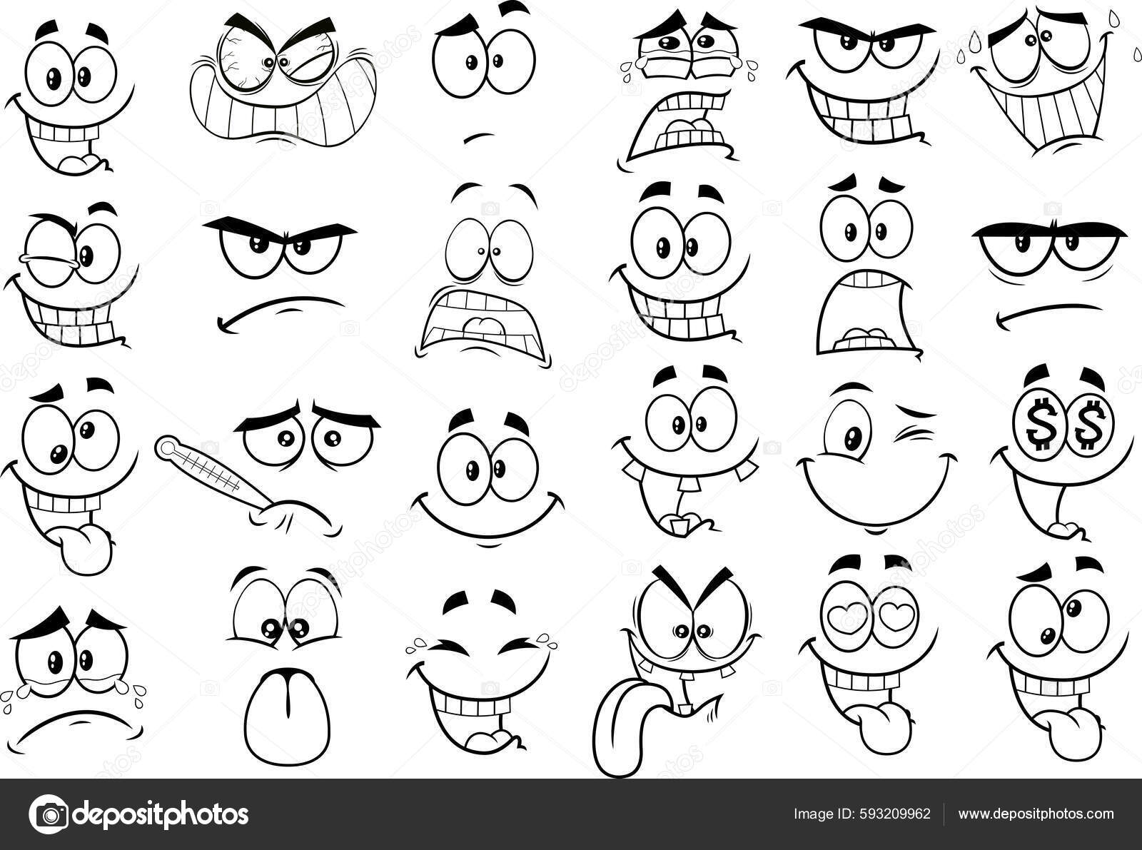 Set Funny Faces Vector Illustration Stock Vector by ©HitToon 593209962