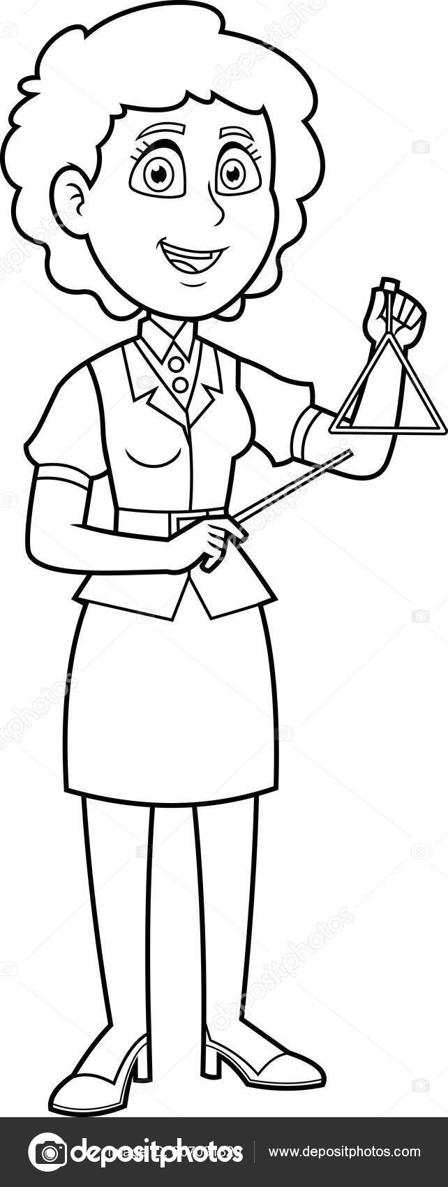 Desenho Animado Ilustração Uma Professora Sexo Feminino Vetor De