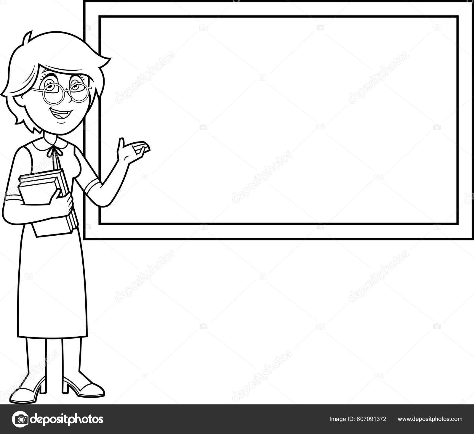 Cartoon Illustration Teacher Whiteboard Stock Vector by ©HitToon 607091372