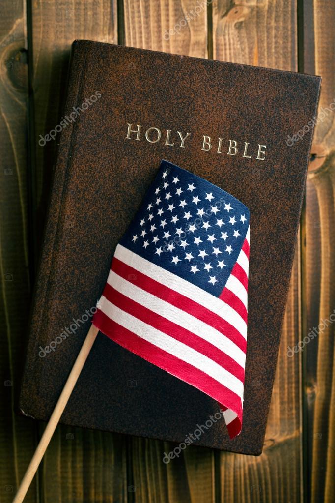 Holy bible with american flag — Stock Photo © jirkaejc #32807473