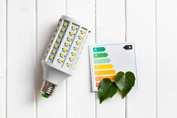 LED lightbulb with energy label - Stock Image - Everypixel