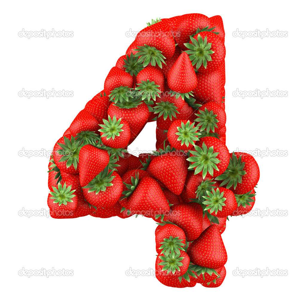 Number four made from Strawberry. Isolated on a white. Stock Photo by ...