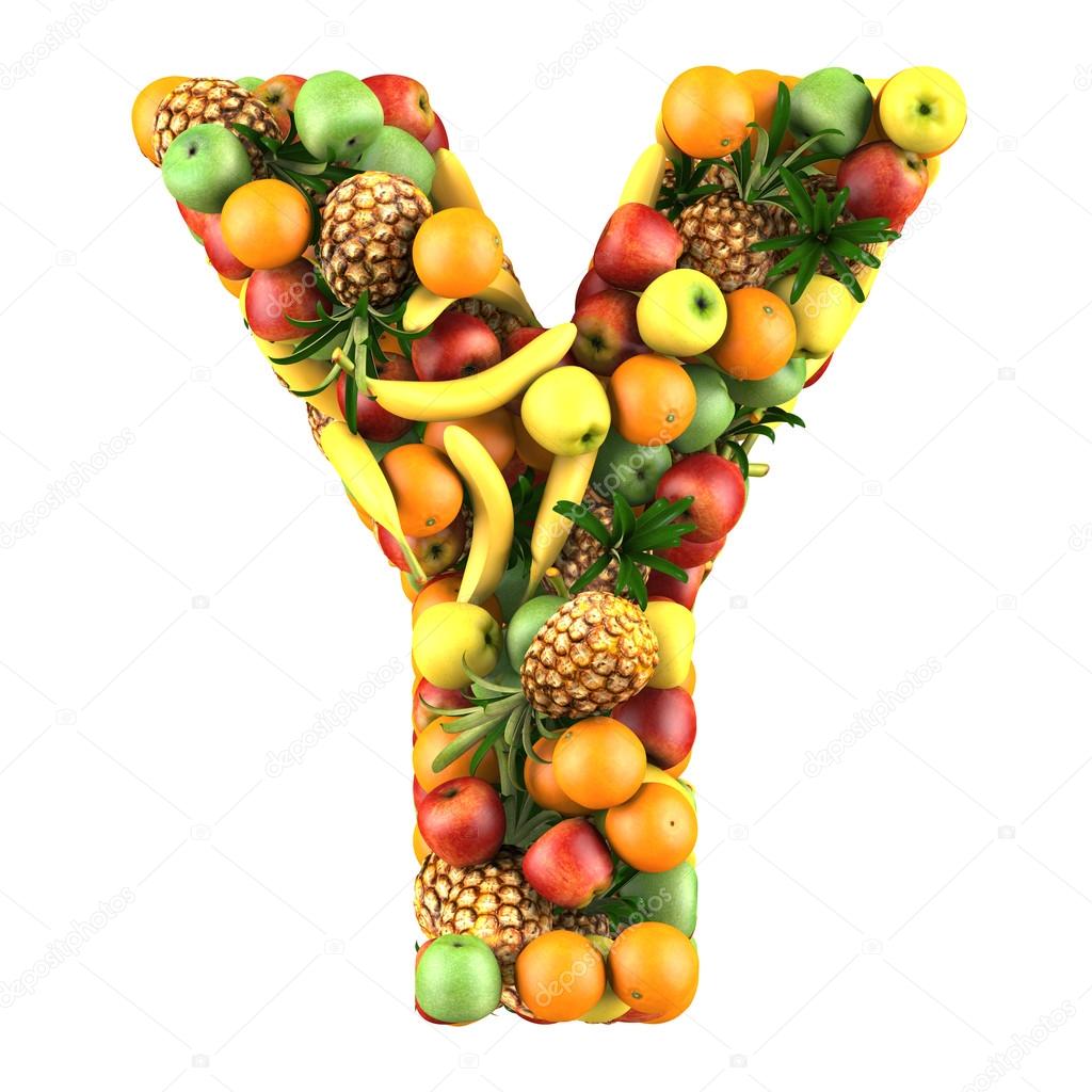 Letter - Y made of fruits. Isolated on a white. Stock Photo by ...